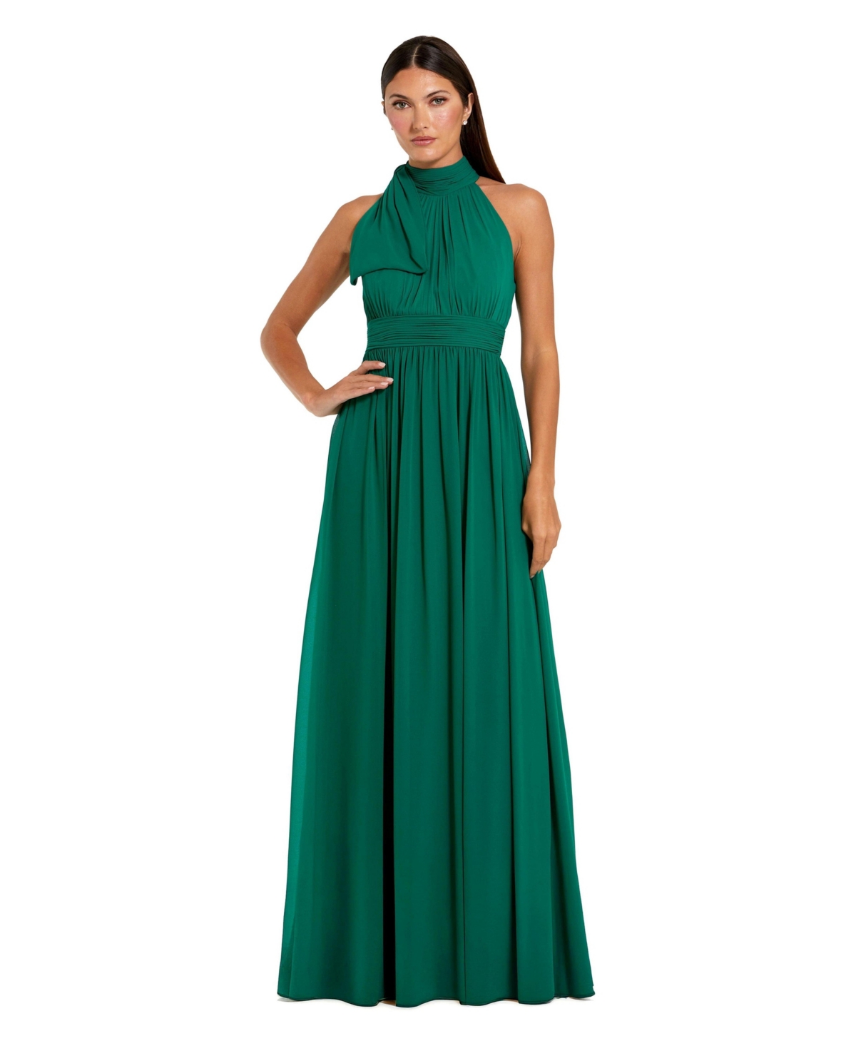 Click here for Mac Duggal Petite A Line Chiffon Halter Neck Eveni... prices