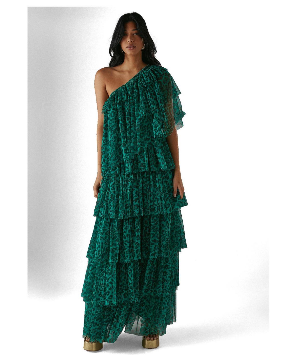 Click here for Warehouse Womens Tulle Asymmetric Tier One Shoulde... prices