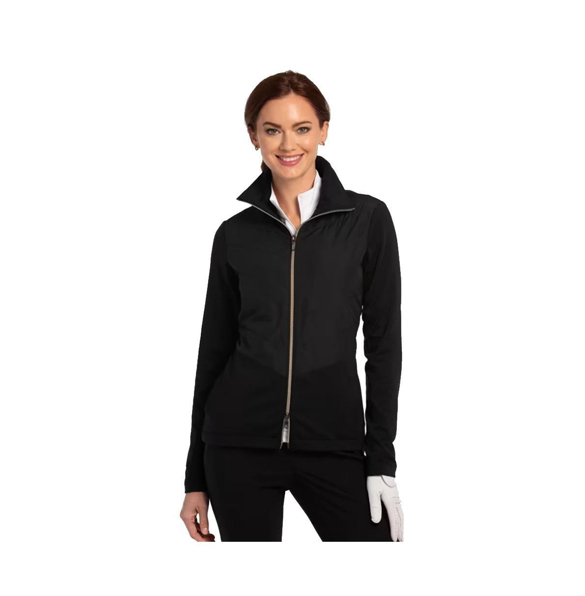 Click here for Ep Ny Womens Mixed Media Chevron Golf Jacket - Bla... prices