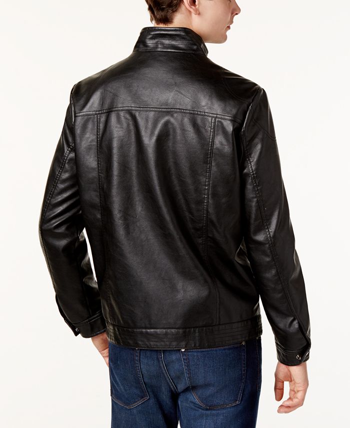 Kenneth Cole Men's Faux-Leather Moto Jacket - Macy's