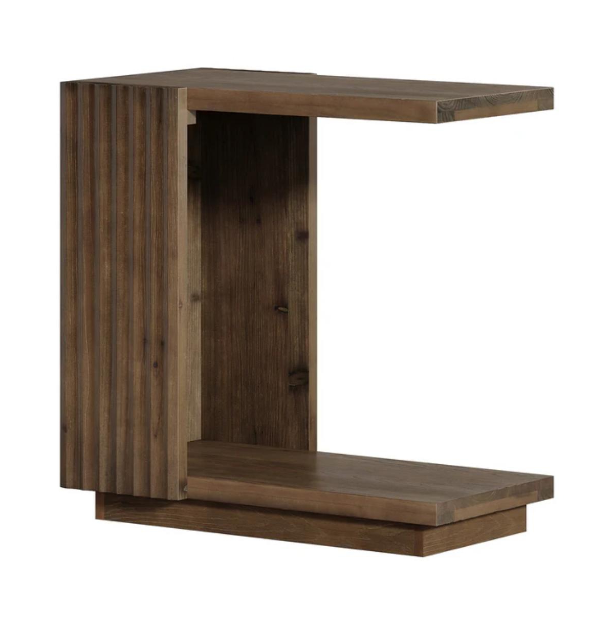 Click here for Slickblue Wood C-Shaped End Table with Stylish Flu... prices