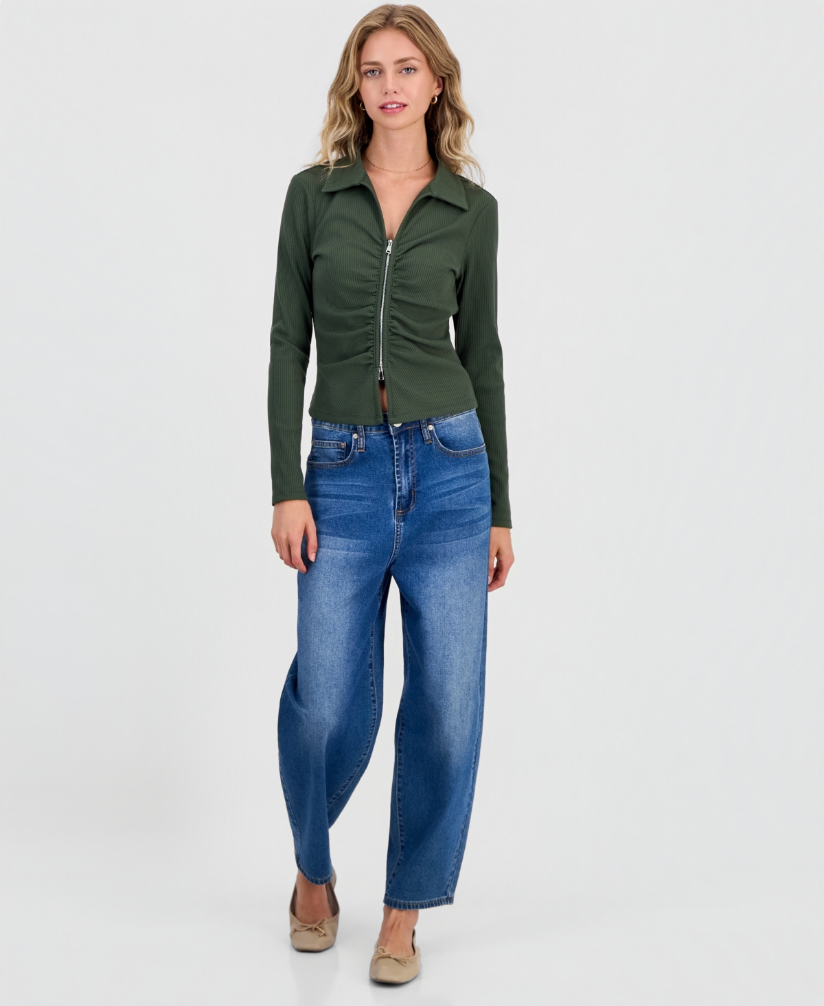 Click here for Ultra Flirt Juniors Zip-Front Ribbed Knit Top - Th... prices