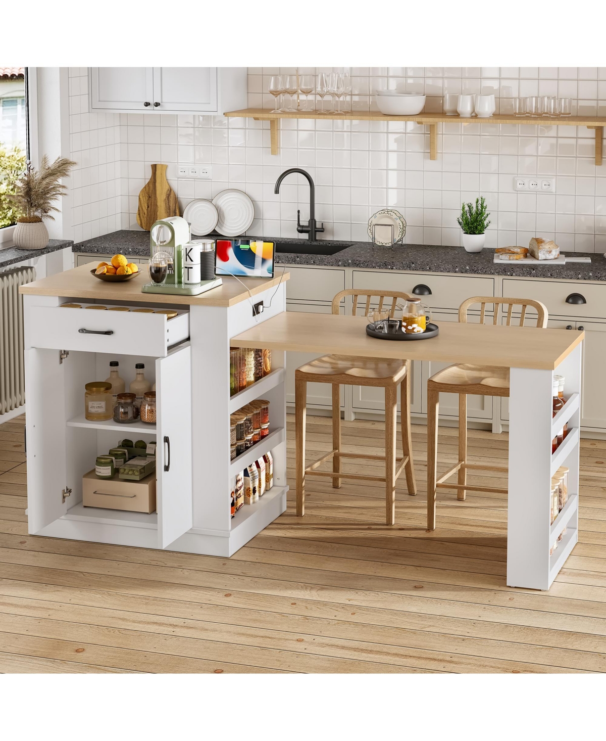 Click here for flynama Extendable Kitchen Island with Drawers and... prices