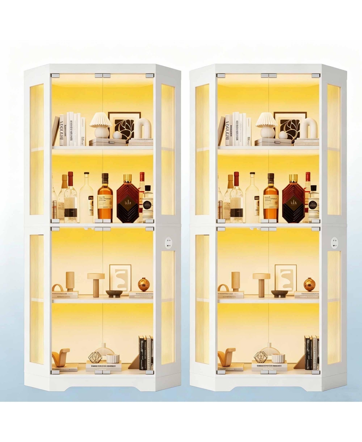 Click here for gaomon Set of 2 Hexagonal Corner Glass Display Cab... prices