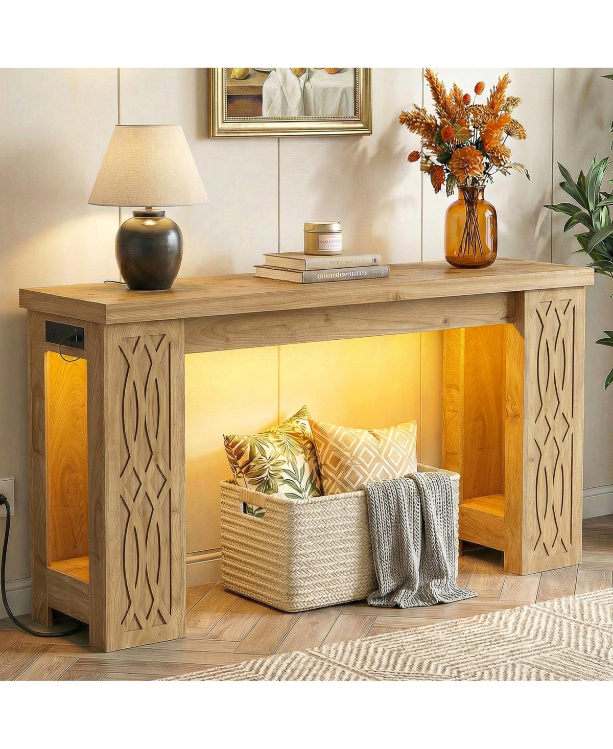 Click here for Aheaplus Wooden Console Table Sofa Table with Char... prices