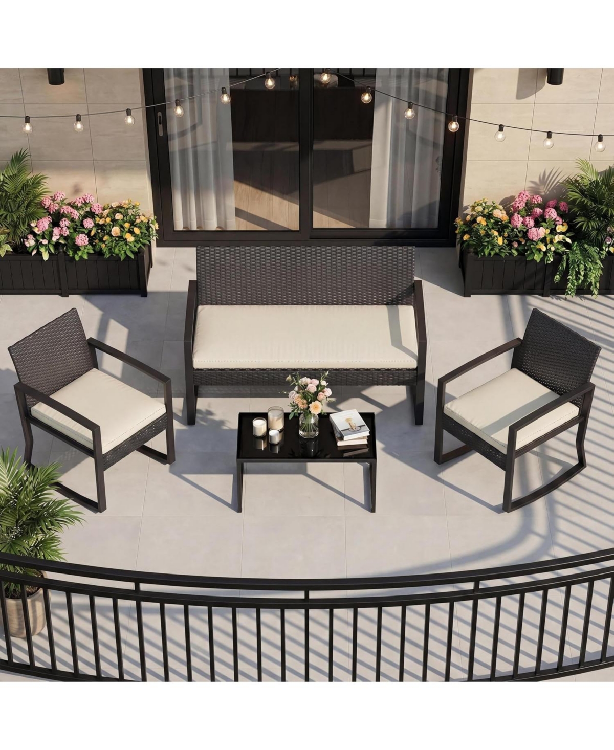 Click here for gaomon 4 Piece Pe Rattan Patio Furniture Set Outdo... prices