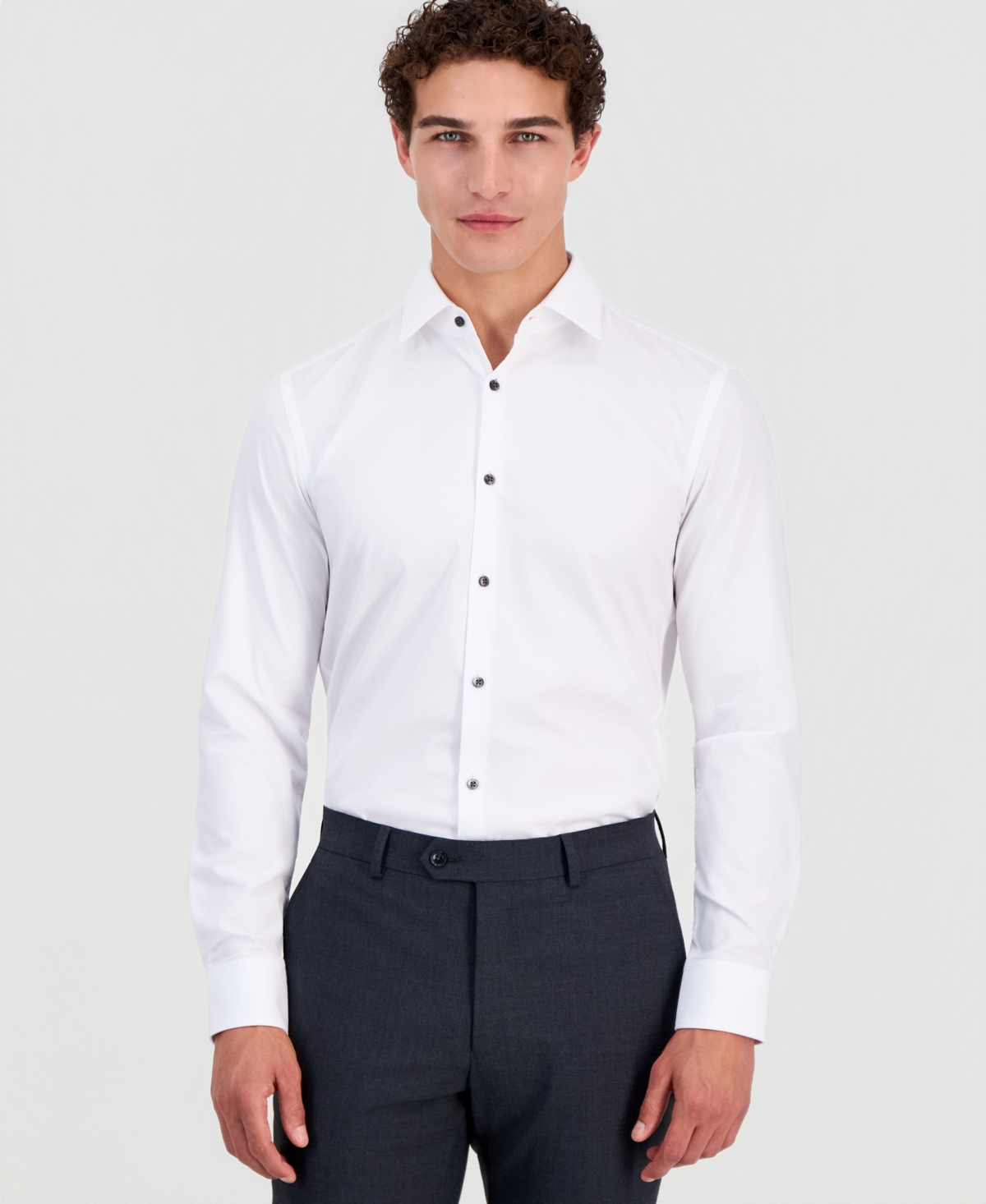 Click here for Mens Kenno Slim-Fit Dress Shirt - Open White prices