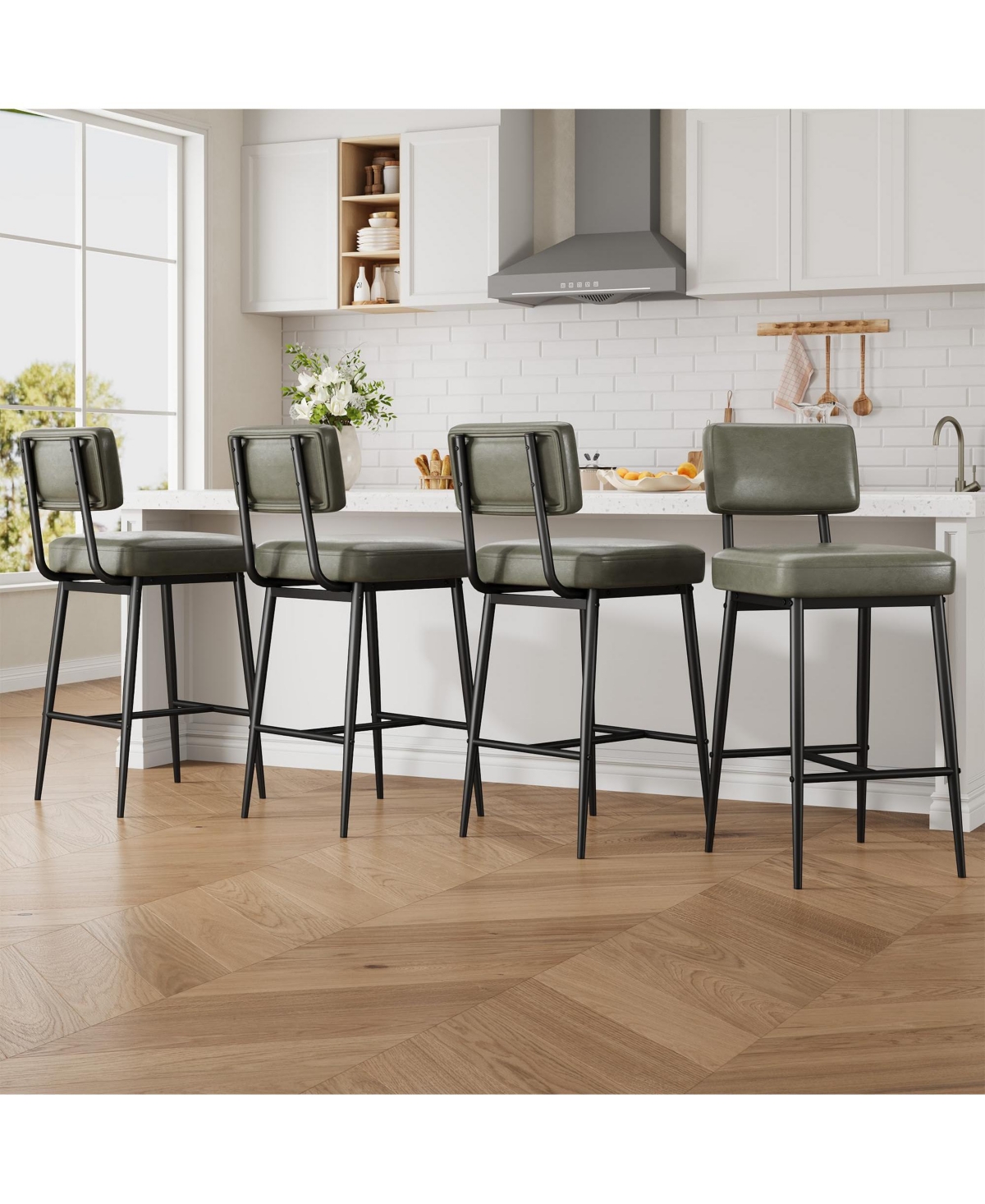 Click here for homfan Set of 4 Counter Height Bar Stools  26 Inch... prices