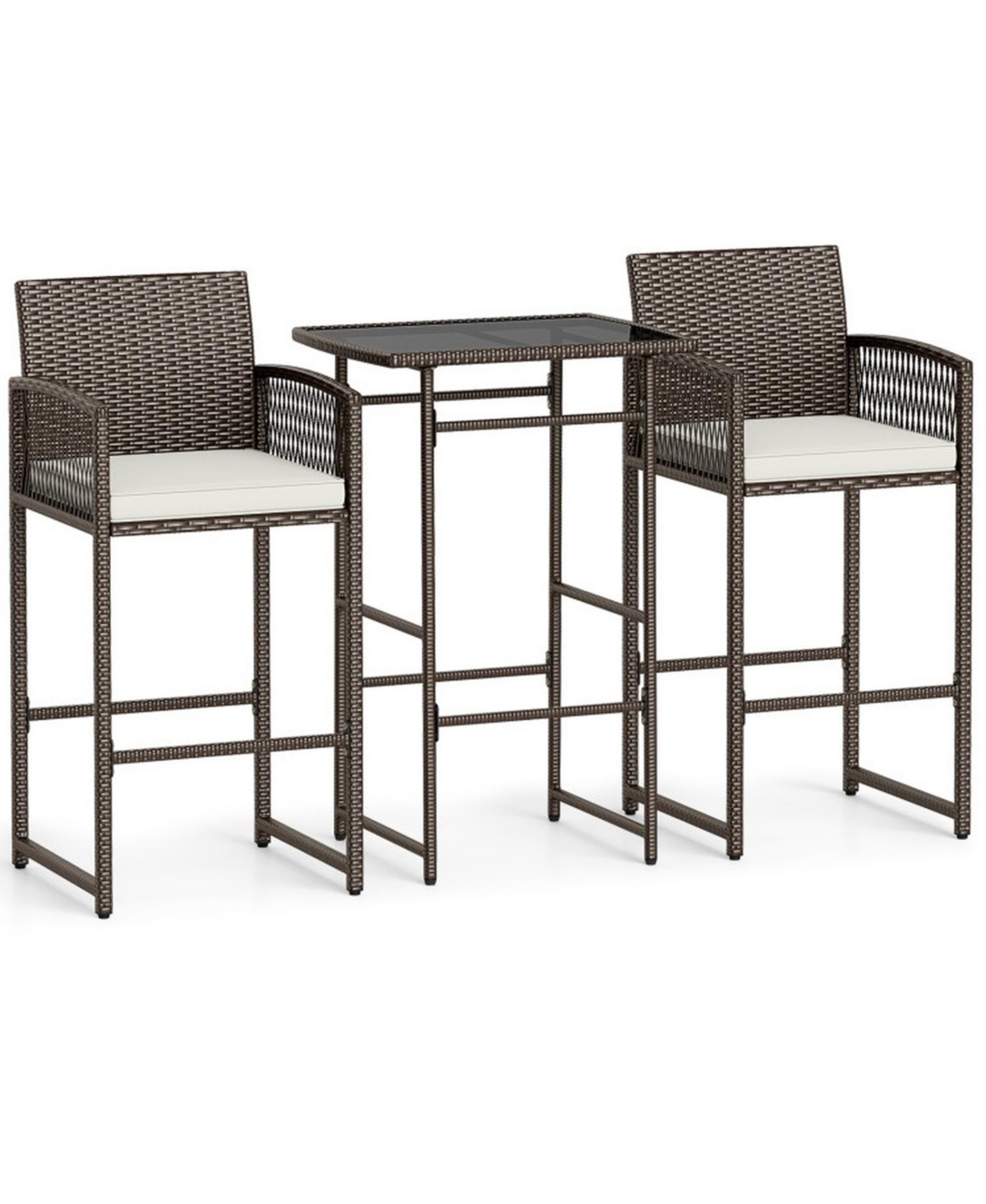 Click here for Gouun 3 Piece Outdoor Bar Set with Pe Wicker Bar T... prices