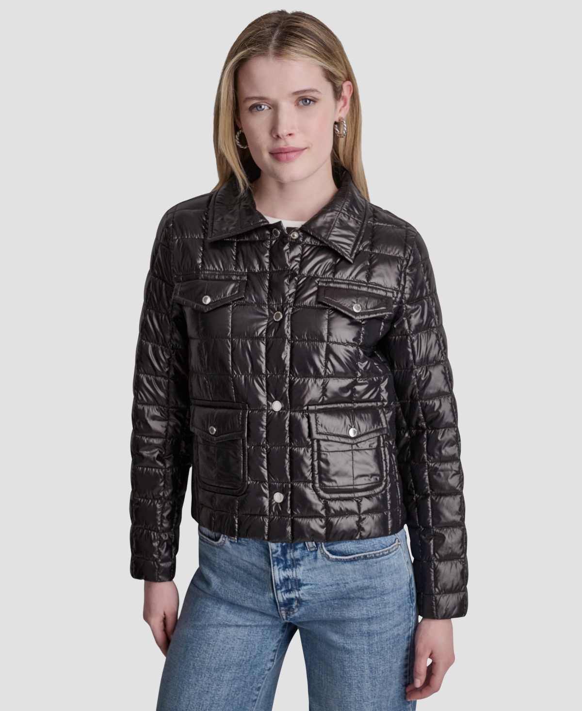 Click here for Dkny Jeans Womens Box Quilt Lightweight Jacket - M... prices