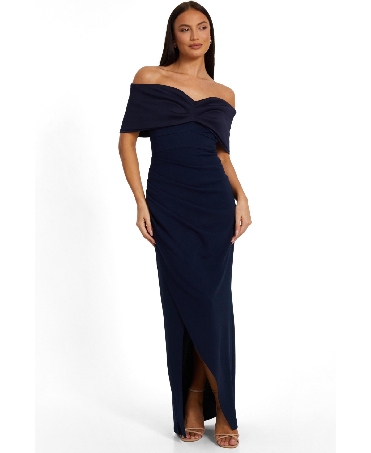 Click here for Quiz Womens Scuba Crepe Bardot Wrap Maxi Dress - N... prices