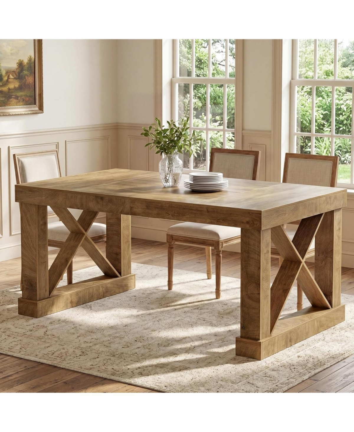 Click here for Tribesigns Farmhouse 63 Dining Table for 4 People... prices