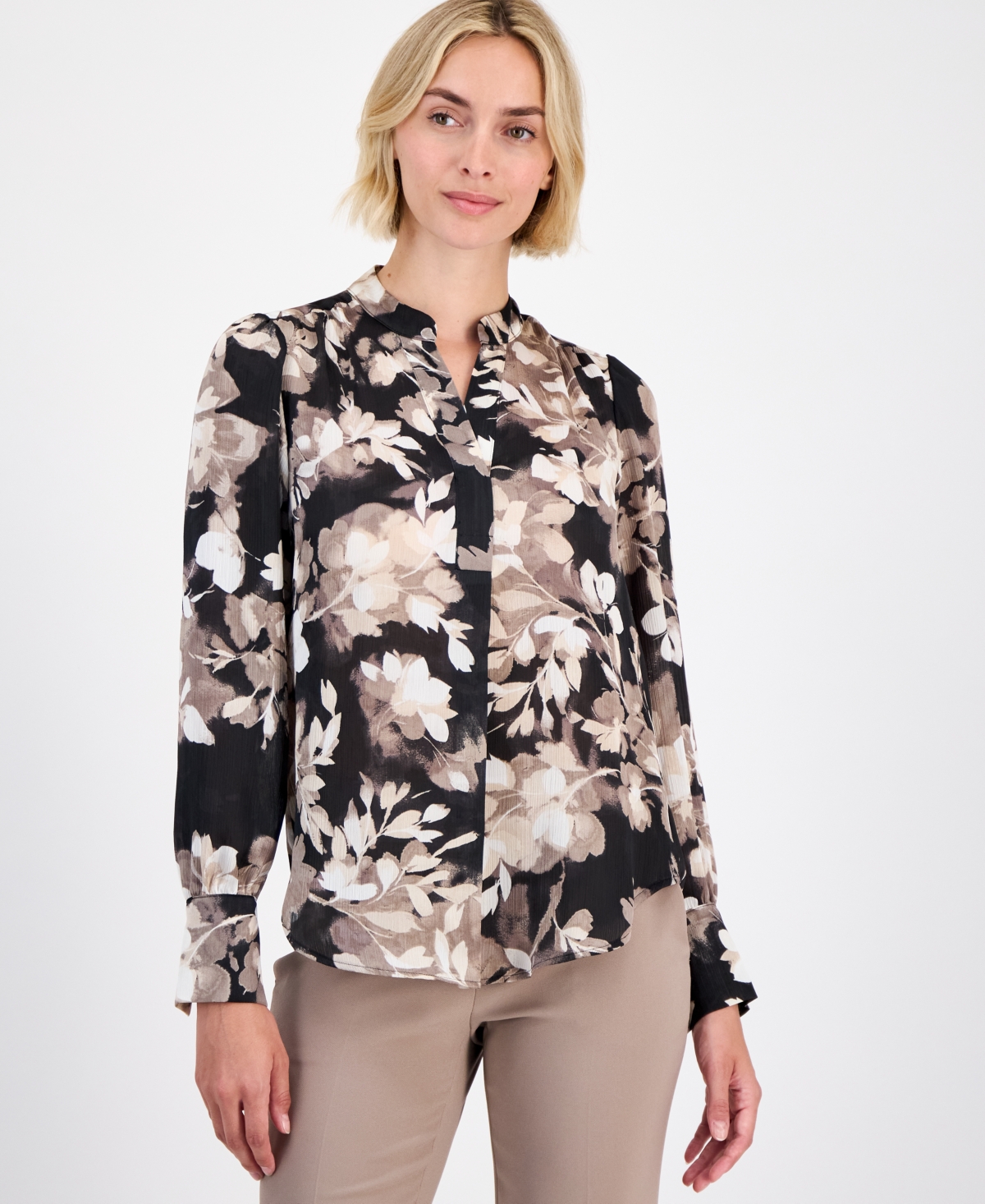 Click here for Anne Klein Womens V-Neck Pleated-Front Blouse - An... prices
