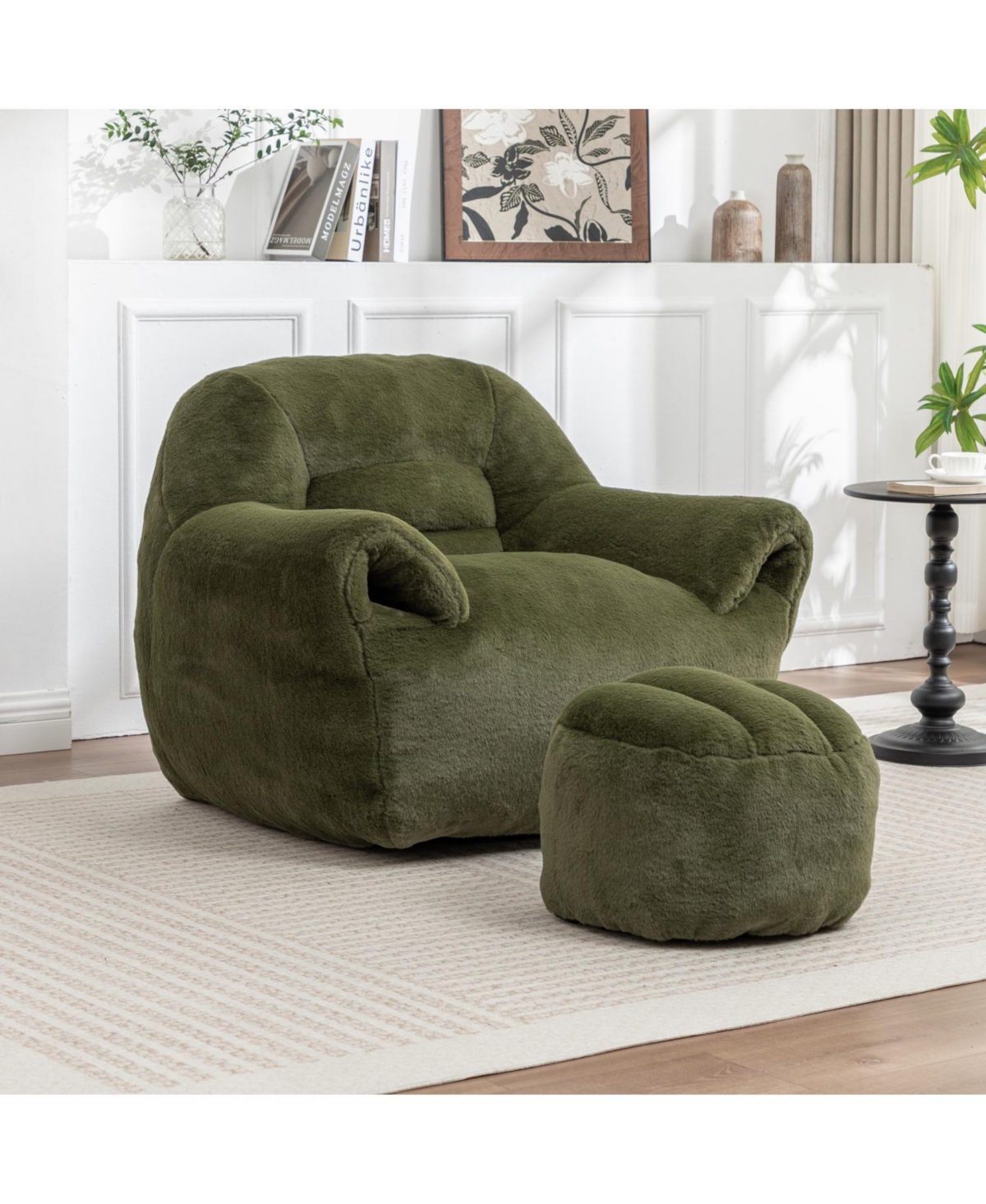 Click here for Rainsken Bean Bag Chair With Footstool  Faux Fur B... prices
