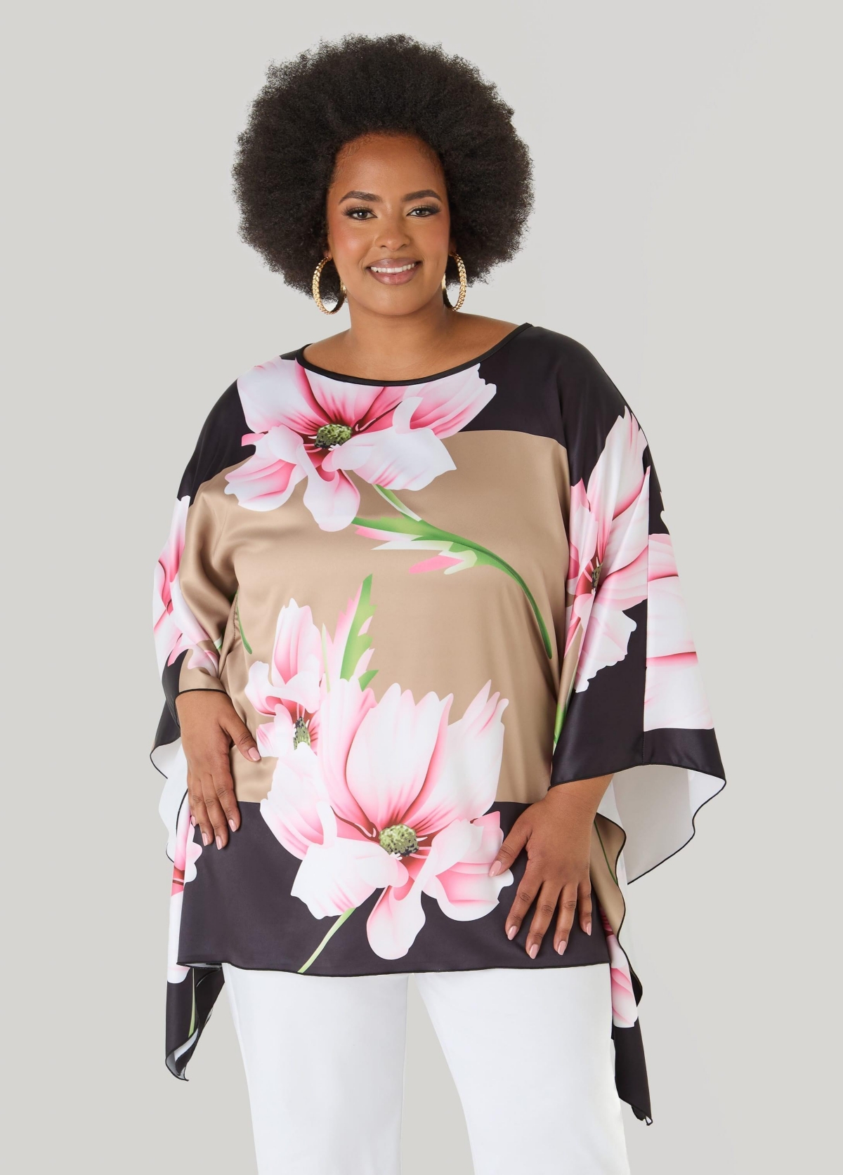 Click here for Ashley Stewart Womens Floral Print Satin Tunic - P... prices