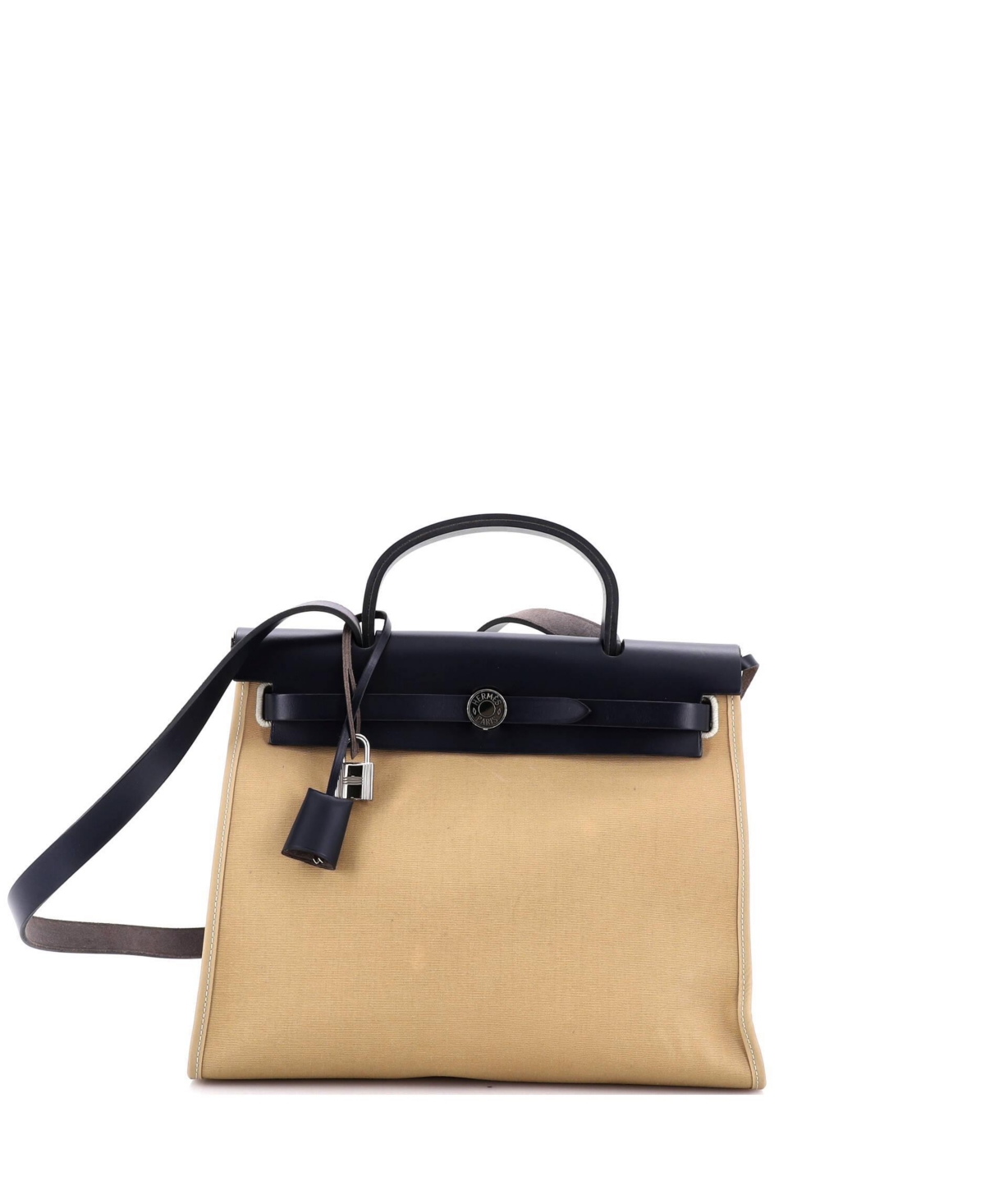 Click here for Pre-Owned HERMES 31 Herbag Zip Leather and Toile -... prices
