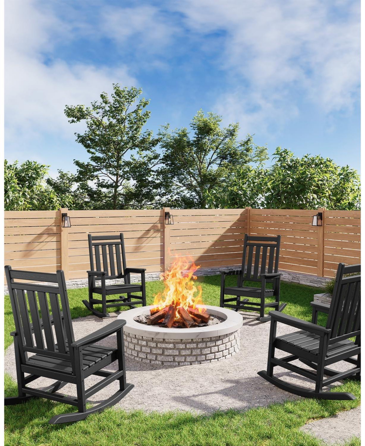 Click here for gaomon Set of 4 Poly Lumber Rocking Chair Outdoor... prices