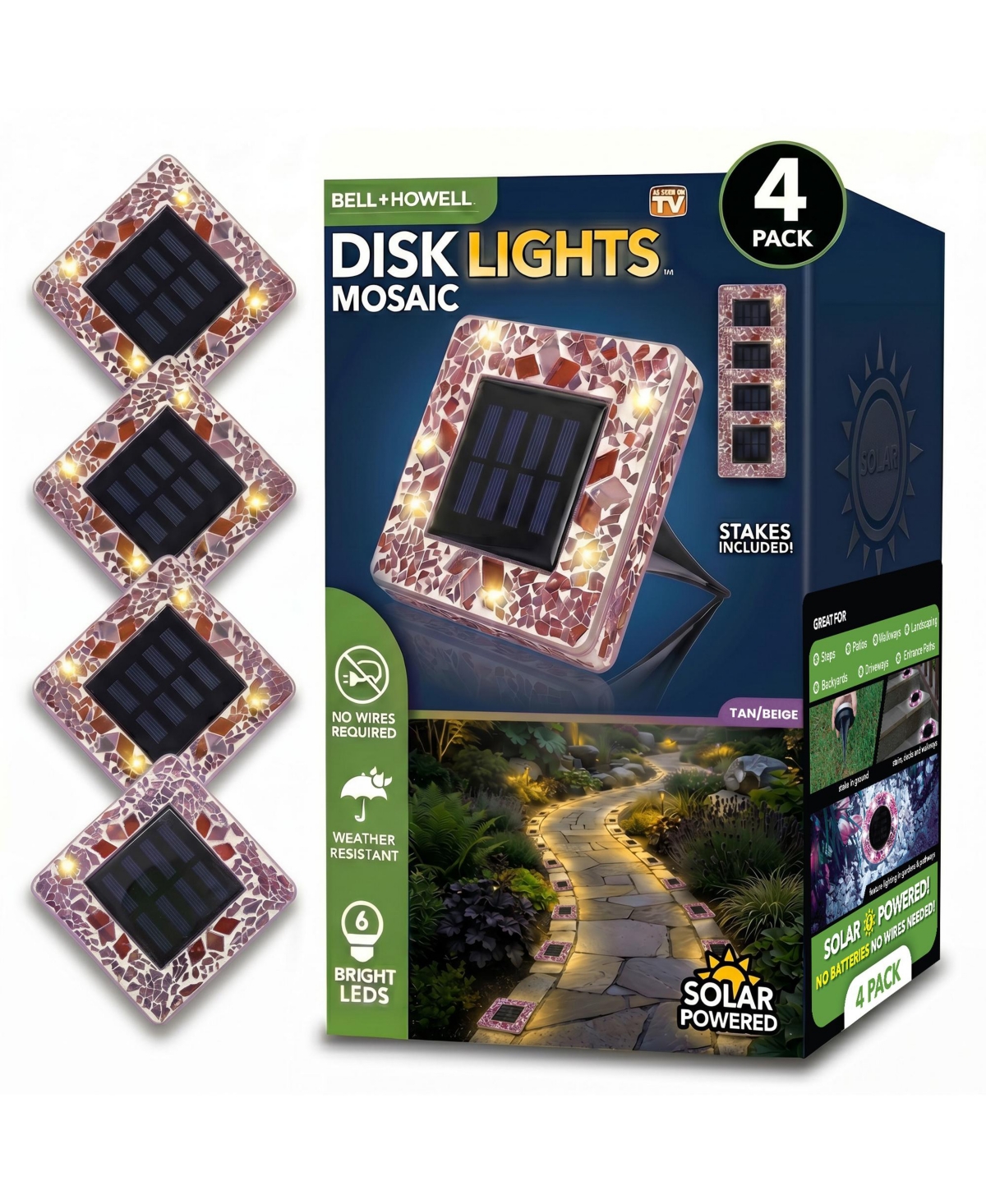 Click here for Bell + Howell Mosaic Square Disk Lights Solar Powe... prices