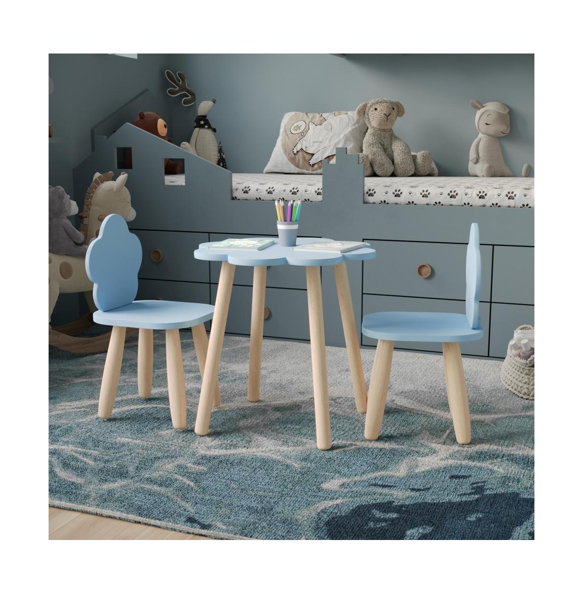 Click here for Kids 3-Piece Wood Cloud-Shaped Table and Chairs Se... prices