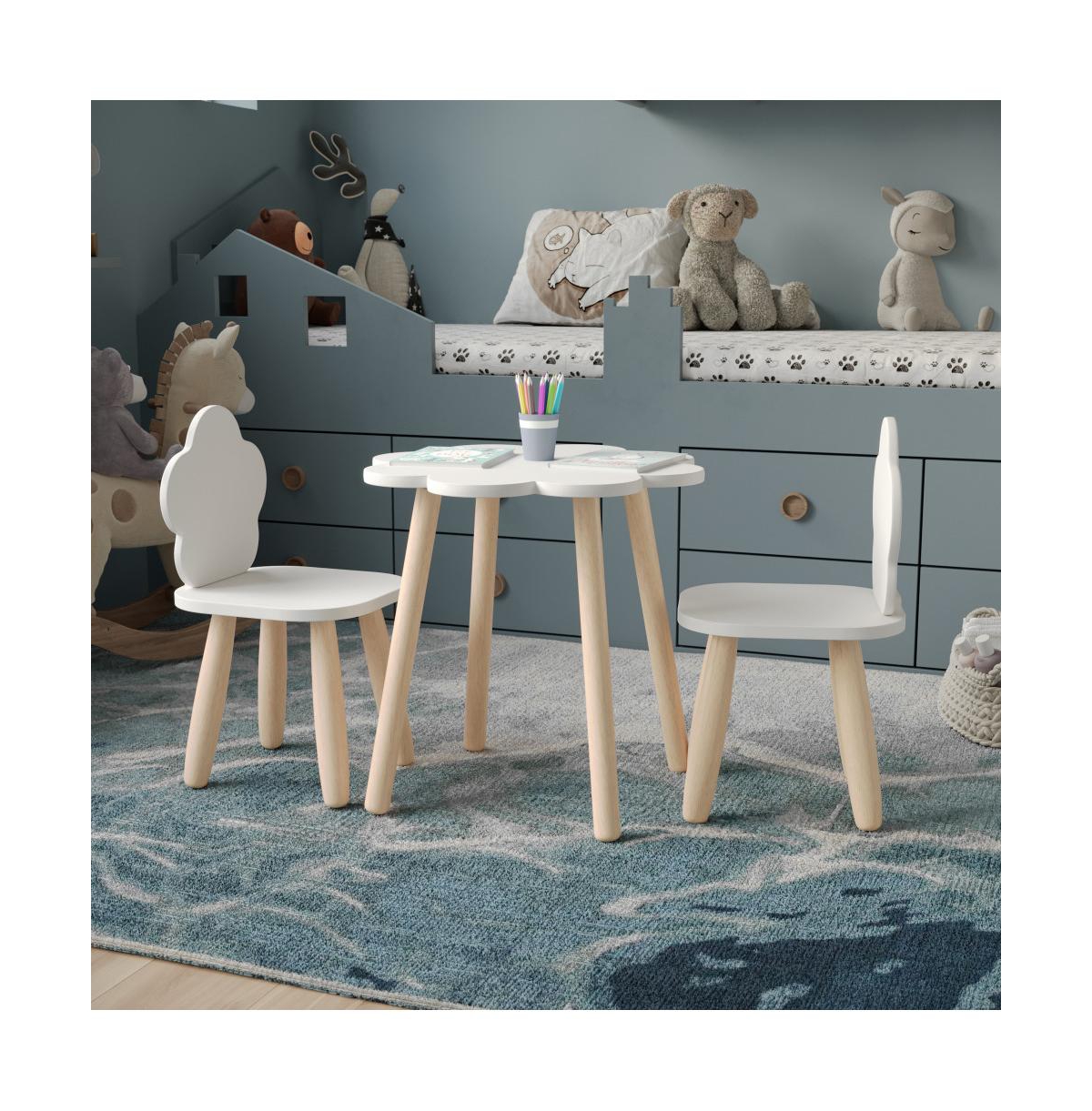 Click here for Kids 3-Piece Wood Cloud-Shaped Table and Chairs Se... prices