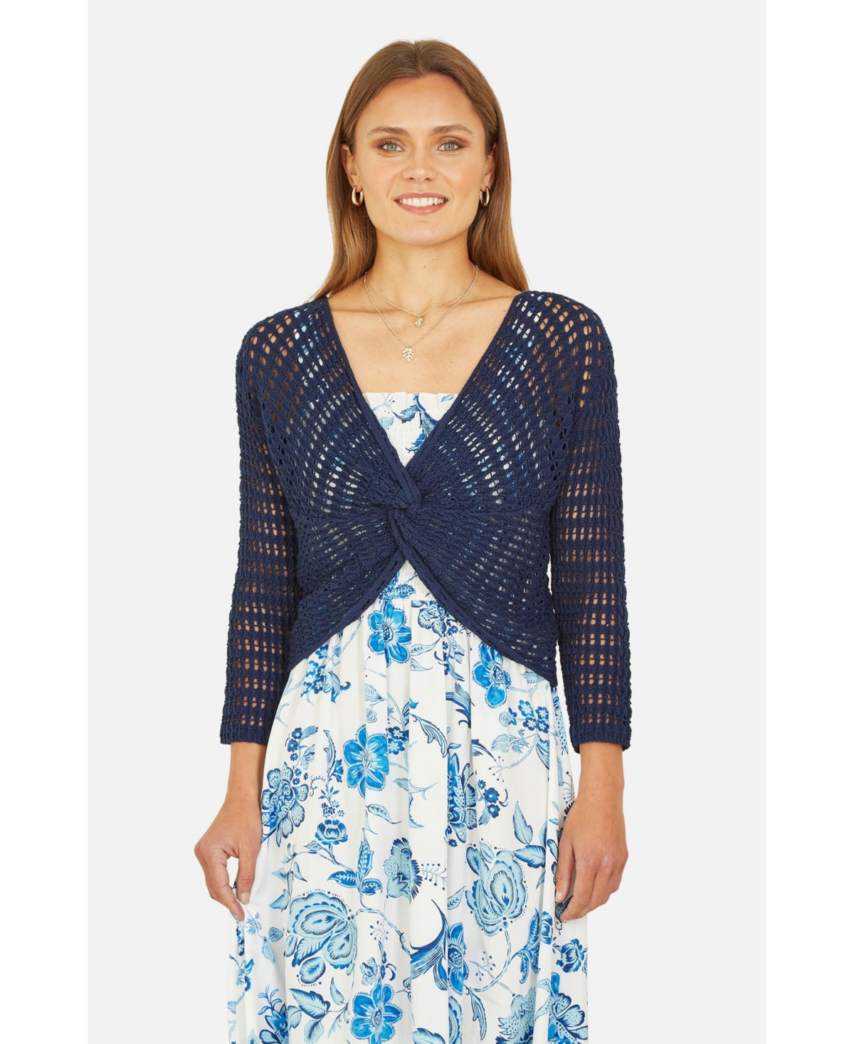 Click here for Yumi Womens Crochet Cotton Twisted Bolero Cardigan... prices