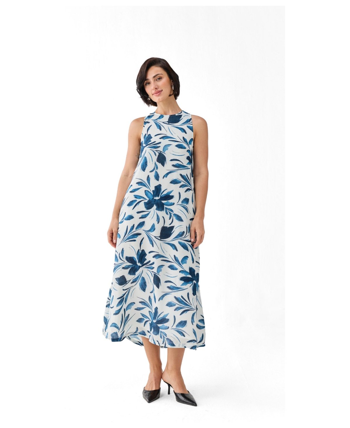 Click here for Reistor Womens Sleeveless Bemberg Maxi Dress - Blu... prices