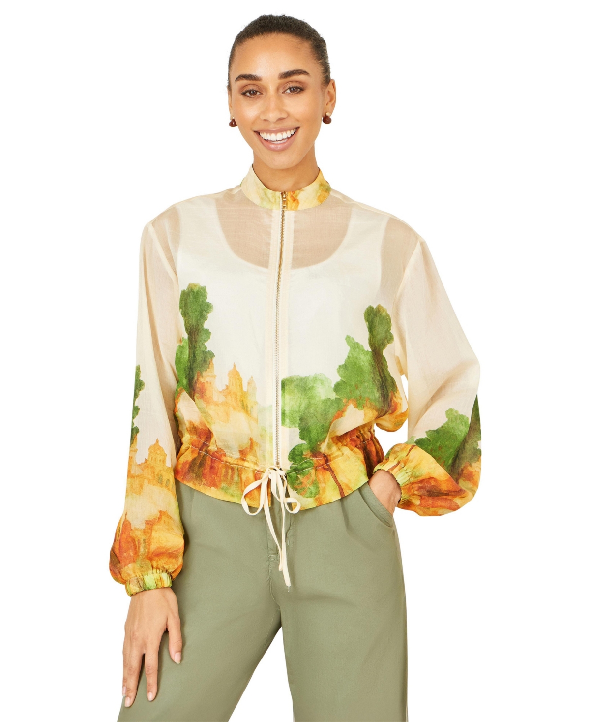 Click here for Yumi Womens Printed Lightweight Modal Bomber Jacke... prices