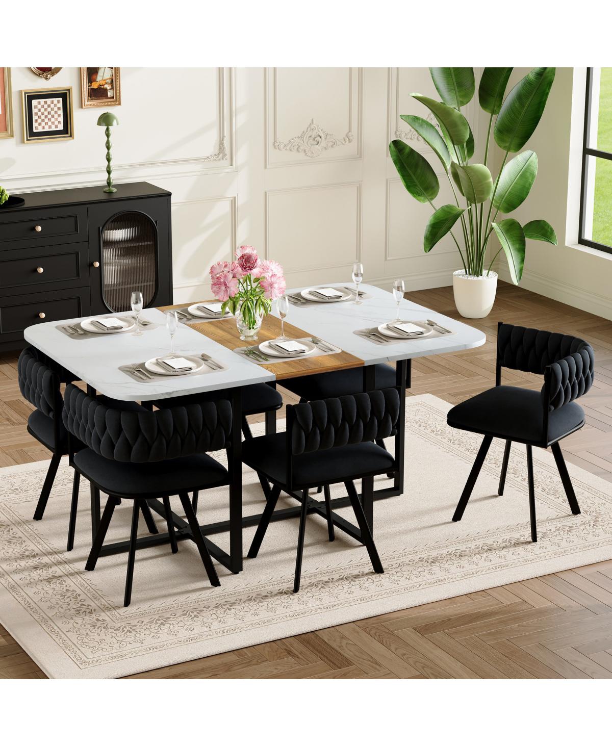Click here for Streamdale Furniture 7 Piece Rectangular Faux Marb... prices