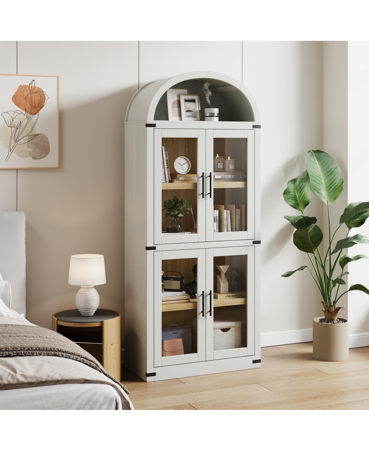 Click here for gaomon Arched Bookshelf with Doors and Drawers  71... prices