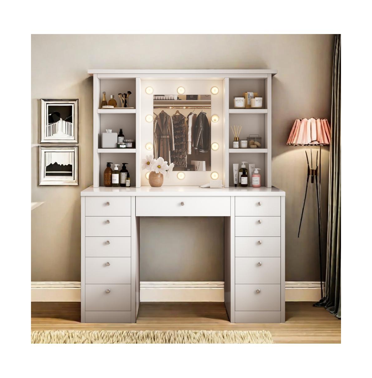 Click here for Rainsken Vanity Desk with Lighted Mirror  Makeup V... prices