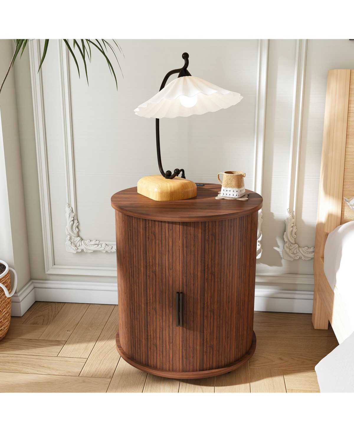 Click here for Rainsken Cylinder Nightstand  Fluted Round End Tab... prices