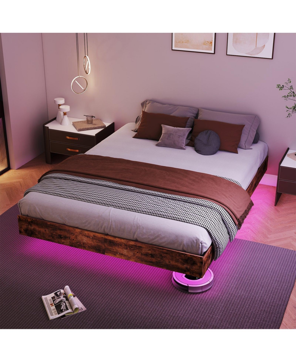 Click here for Lucky One Floating Bed Frame with Led Lights  Heav... prices