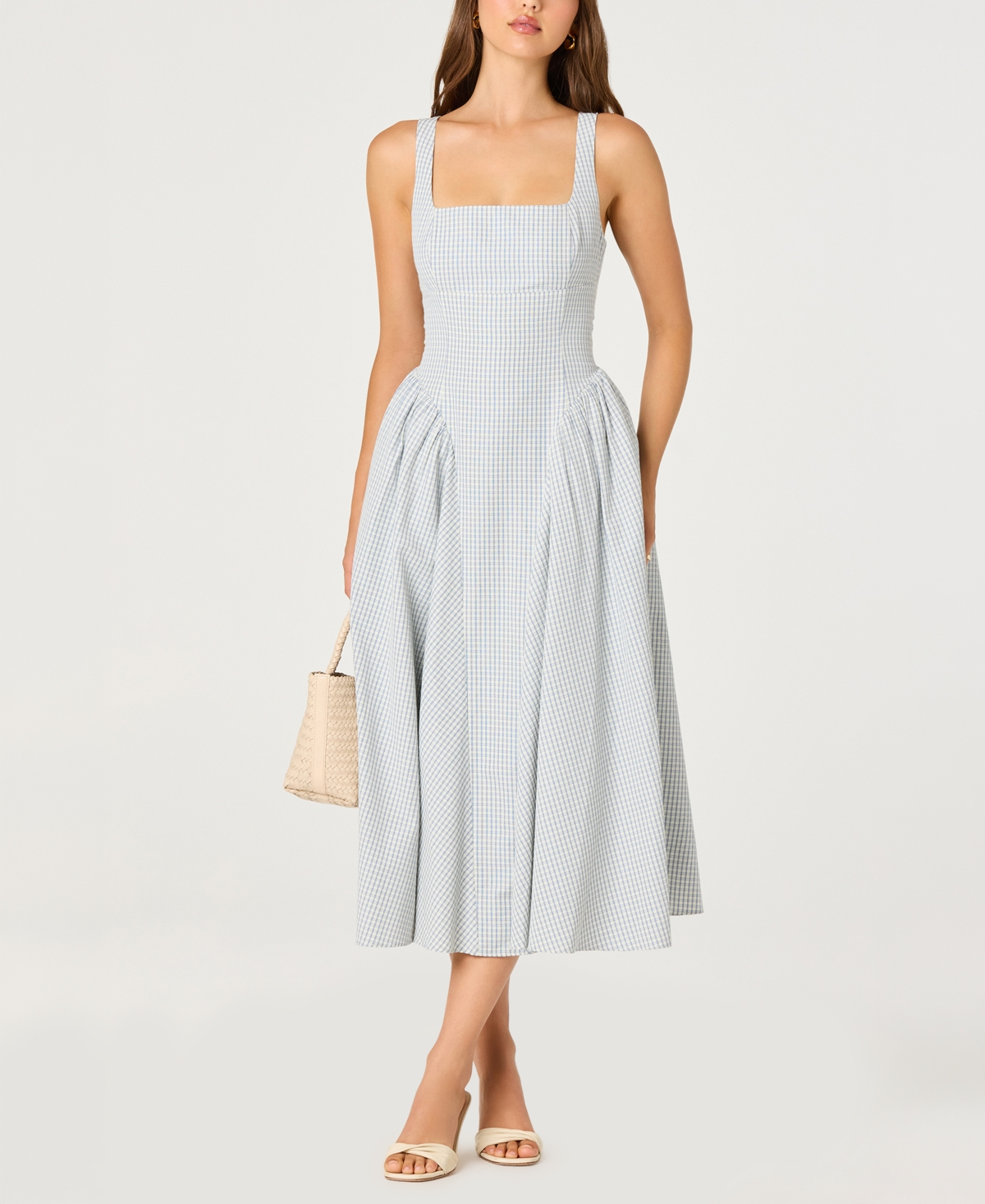 Click here for Astr the Label Womens Vinya Square-Neck A-Line Mid... prices