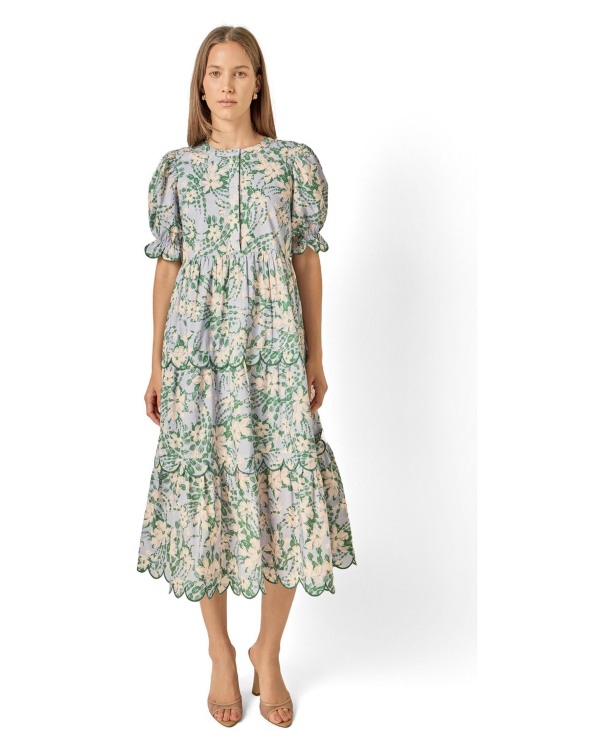 Click here for English Factory Womens Contrast Scallop Edge Midi... prices