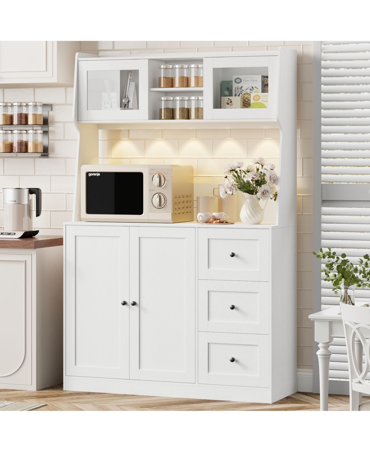 Click here for homfan 67inch Farmhouse Pantry Cabinet with Microw... prices