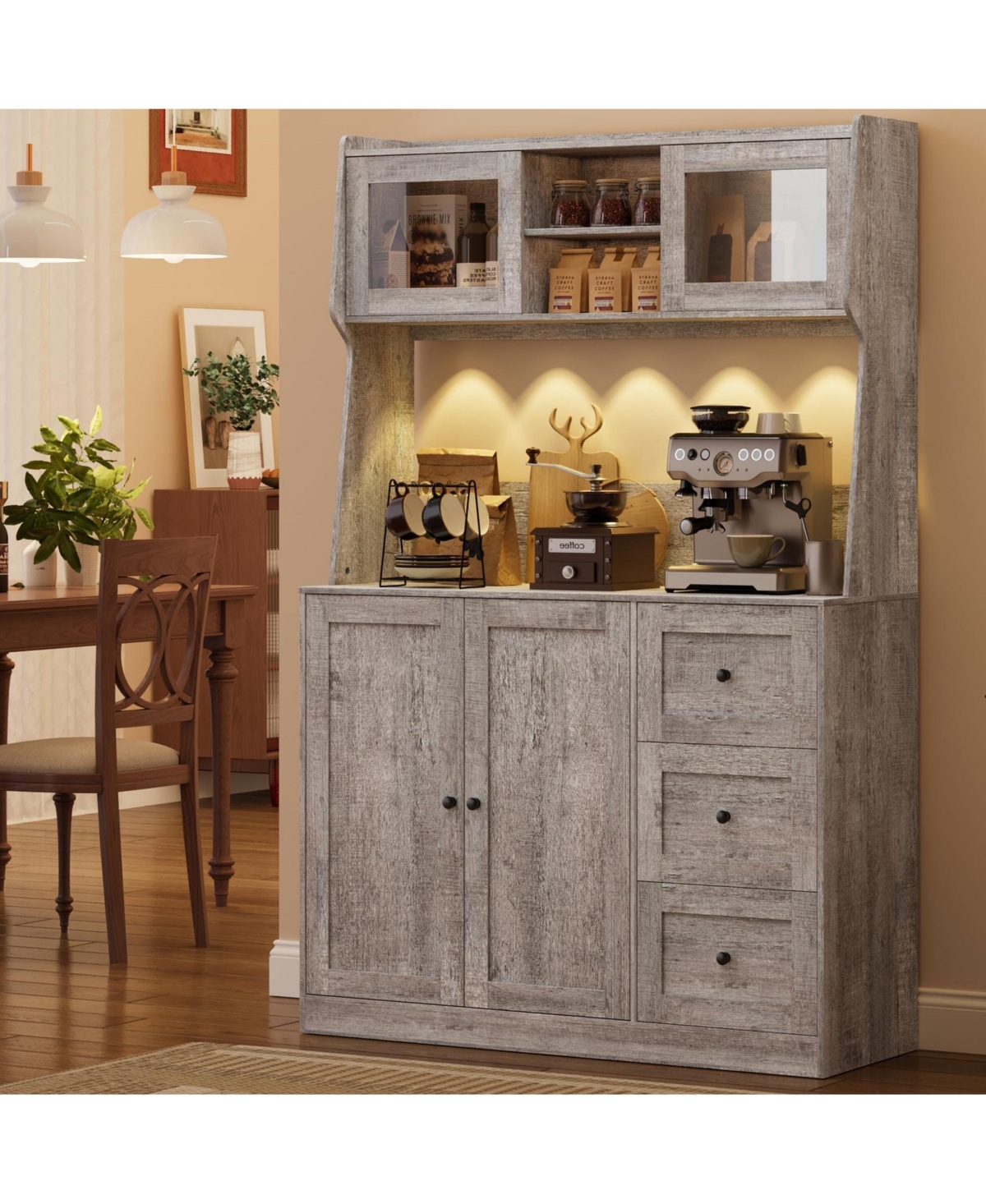 Click here for homfan 67inch Farmhouse Pantry Cabinet with Microw... prices