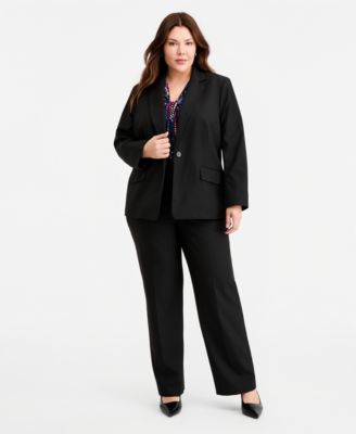 Click here for Kasper Plus Size One Button Blazer Mid Rise Straig... prices