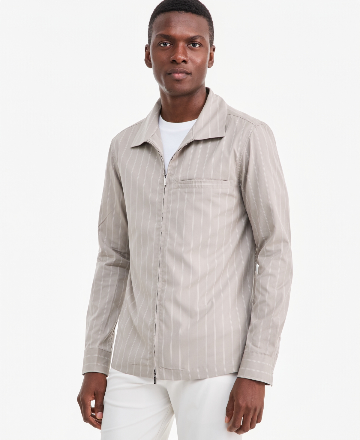 Click here for Alfani Mens Zip Front Striped Long-Sleeve Shirt  M... prices