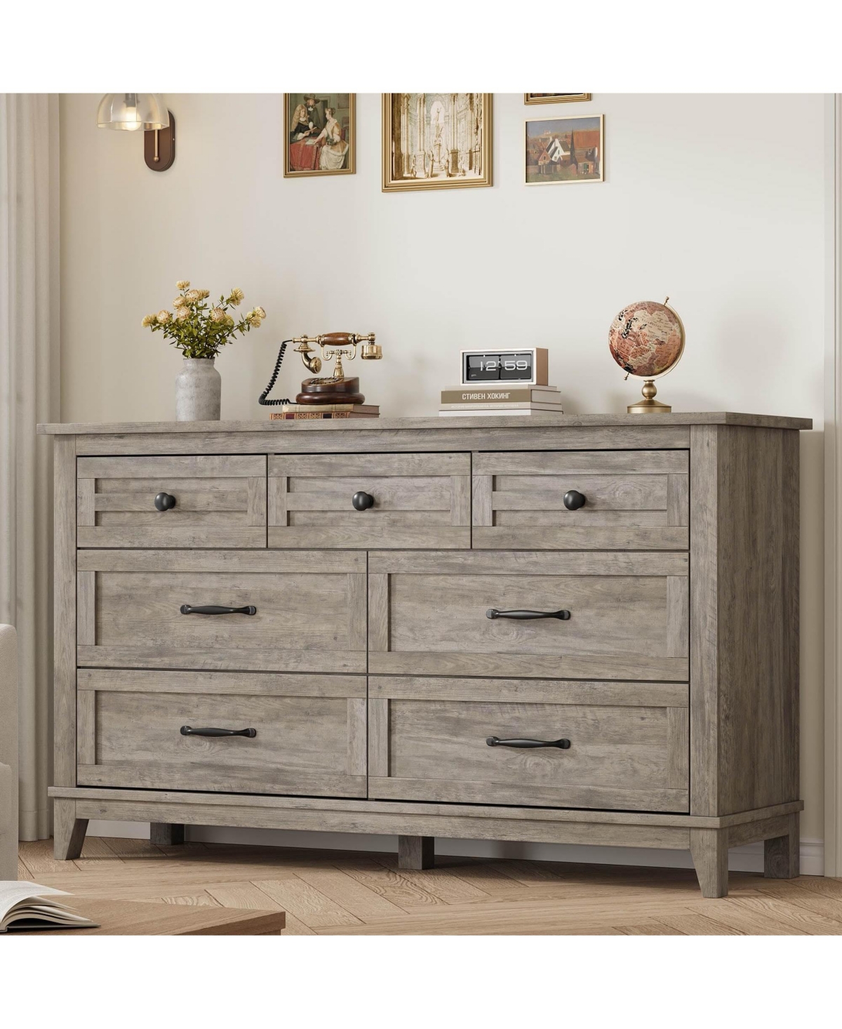 Click here for gaomon 7 Drawer Dresser  54 Wide Wooden Storage Ch... prices