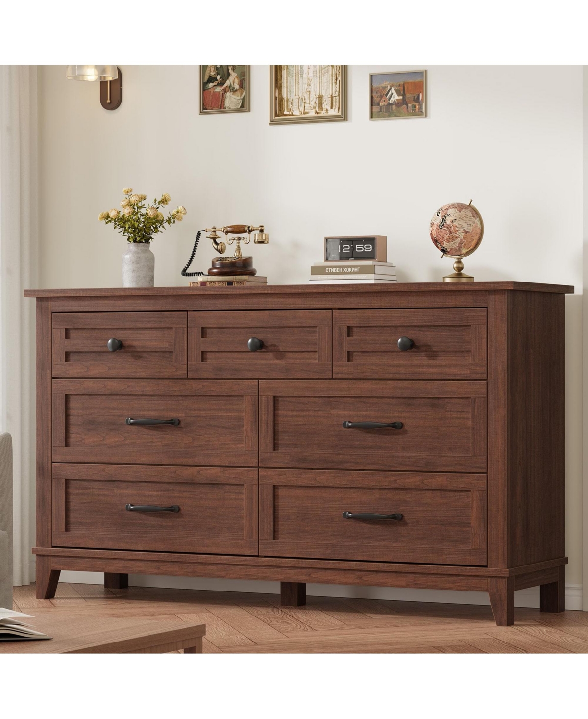 Click here for gaomon 7 Drawer Dresser  54 Wide Wooden Storage Ch... prices