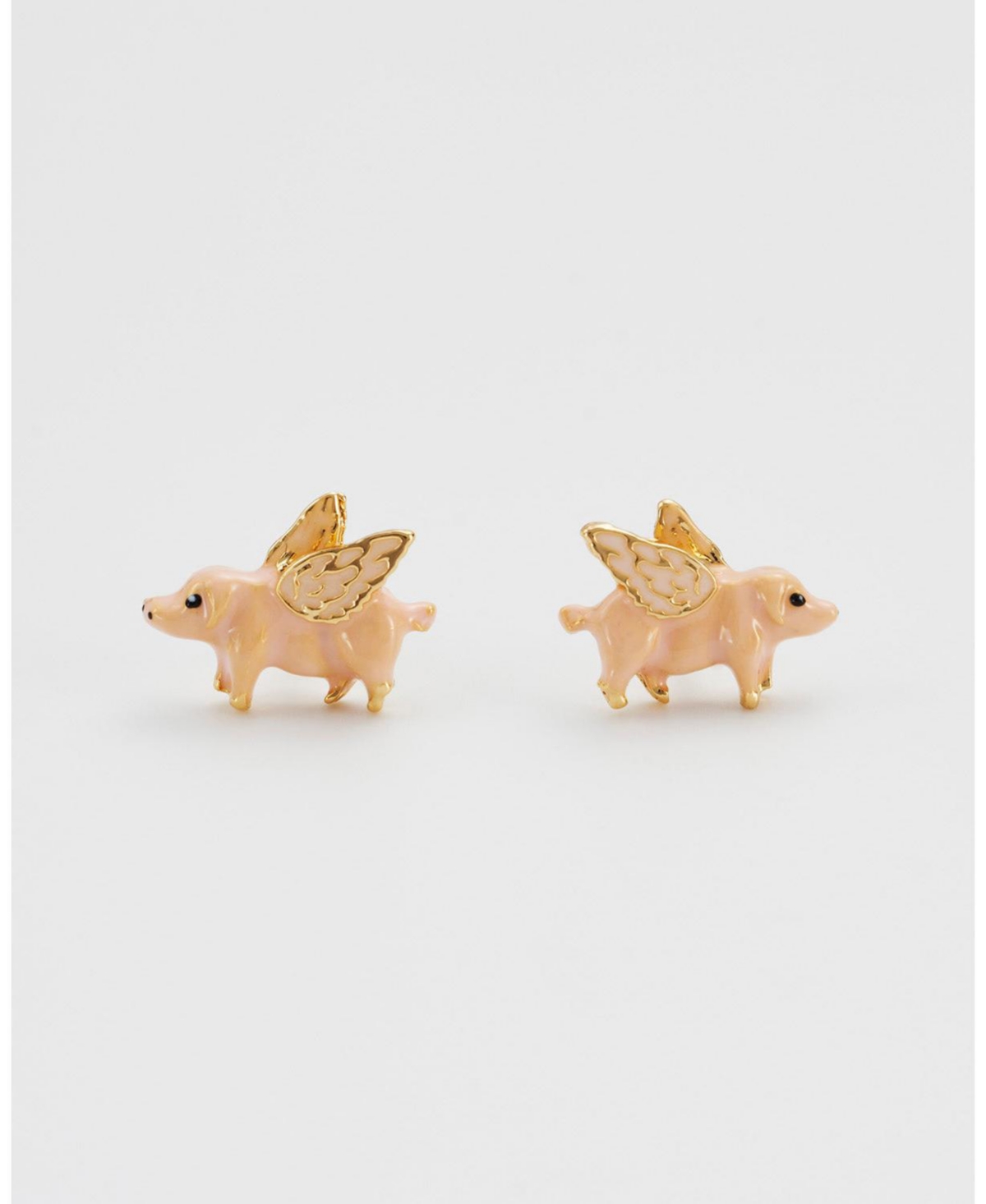 Click here for Fable England Gold Flying Pig Stud Earrings - Pink prices