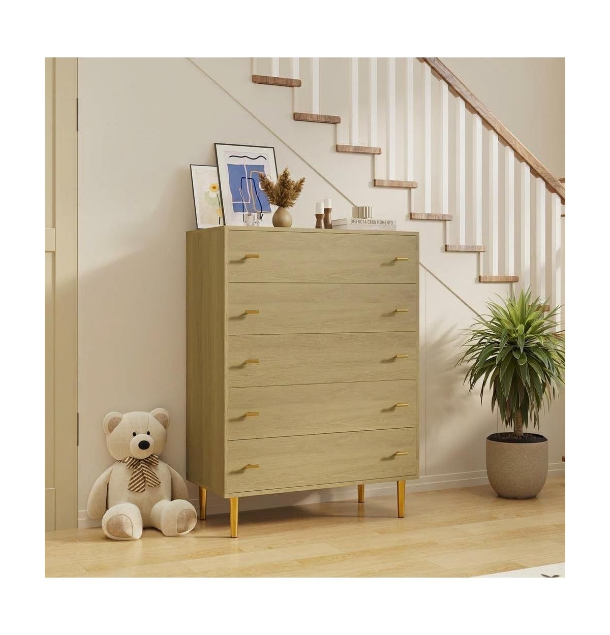 Click here for homfan 5-Drawer Tall Wood Rustic Chest of Drawers... prices