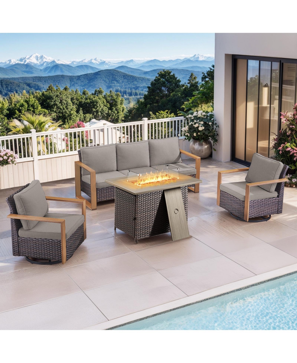 Click here for Pocassy 4 Pieces Patio Furniture Set with Propane... prices