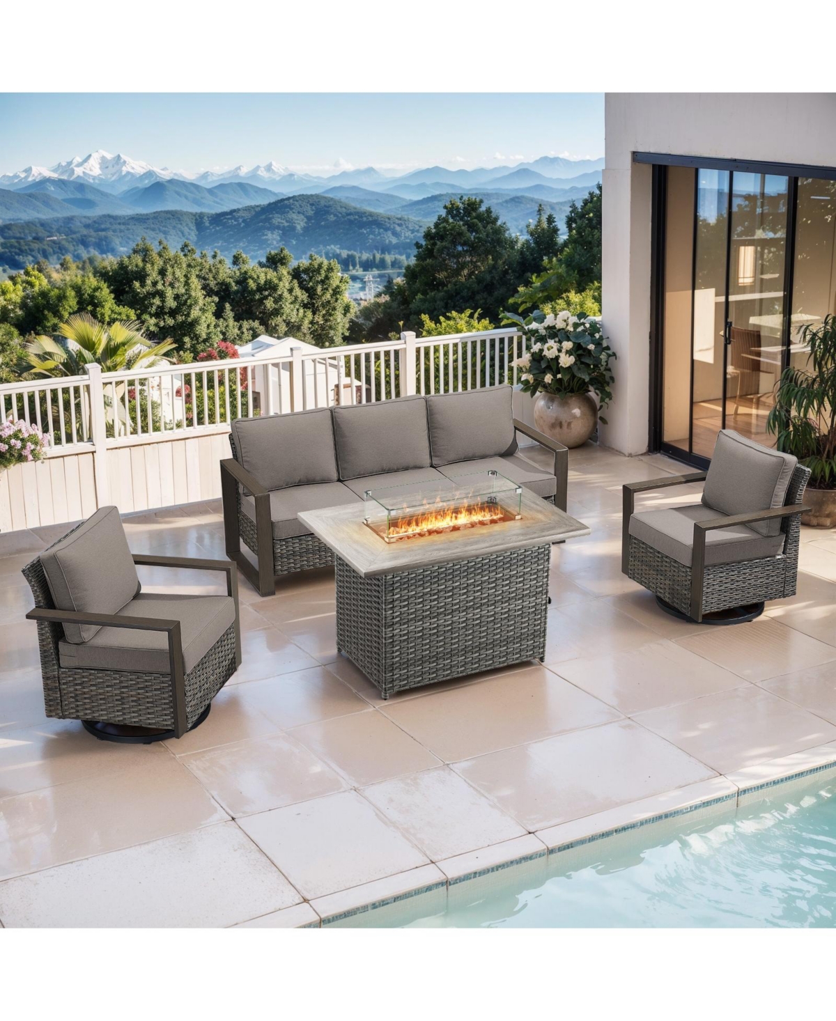 Click here for Pocassy 4 Pieces Patio Furniture Set with Propane... prices
