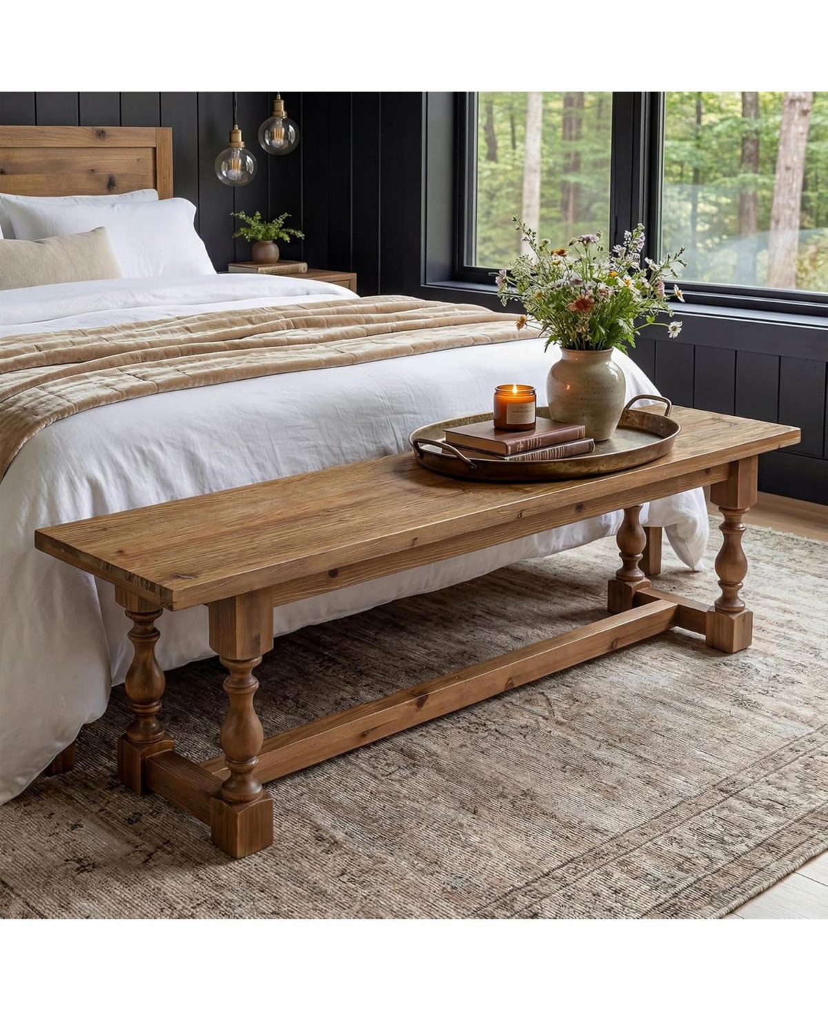 Click here for Tribesigns Rustic Solid Wood Entryway Bench  59.1... prices
