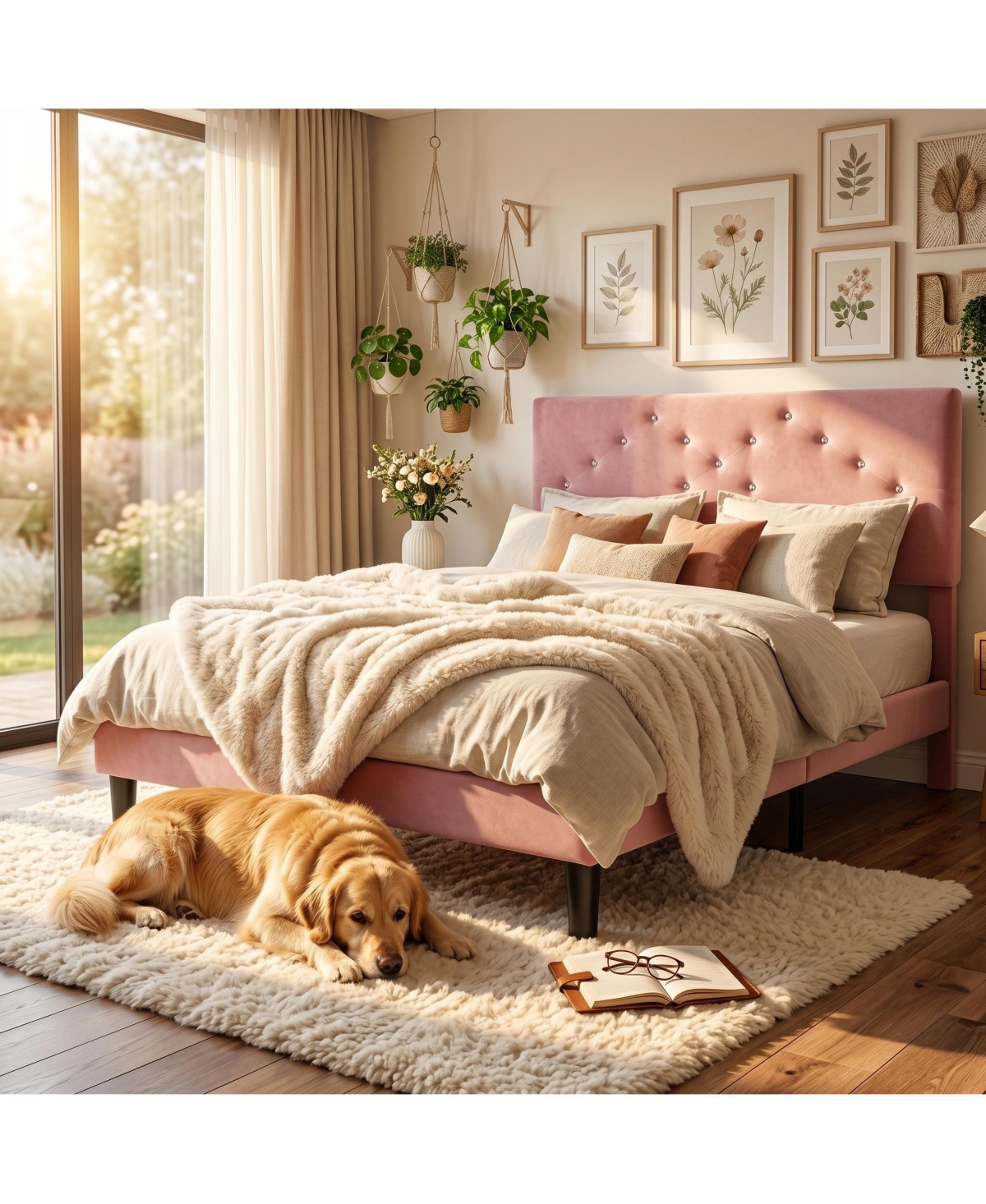 Click here for homfan Modern soft Upholstered Queen Platform Bed... prices