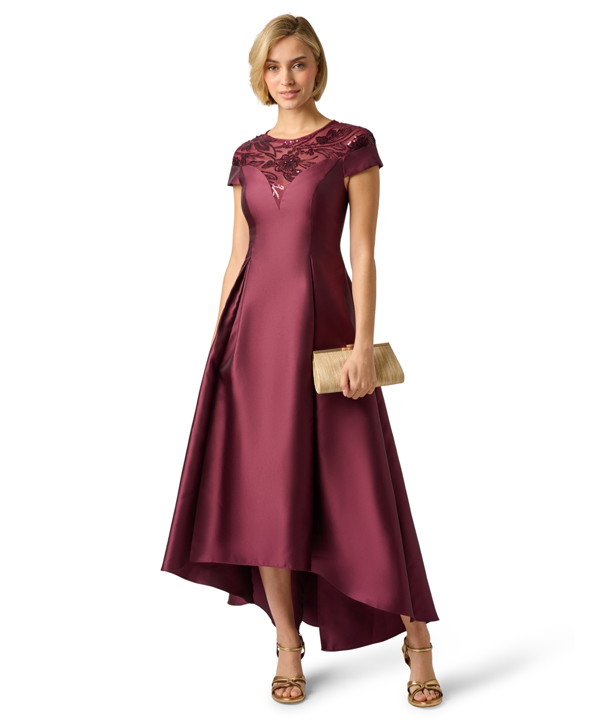 Click here for Adrianna Papell Womens Sequin Combo Mikado High-Lo... prices