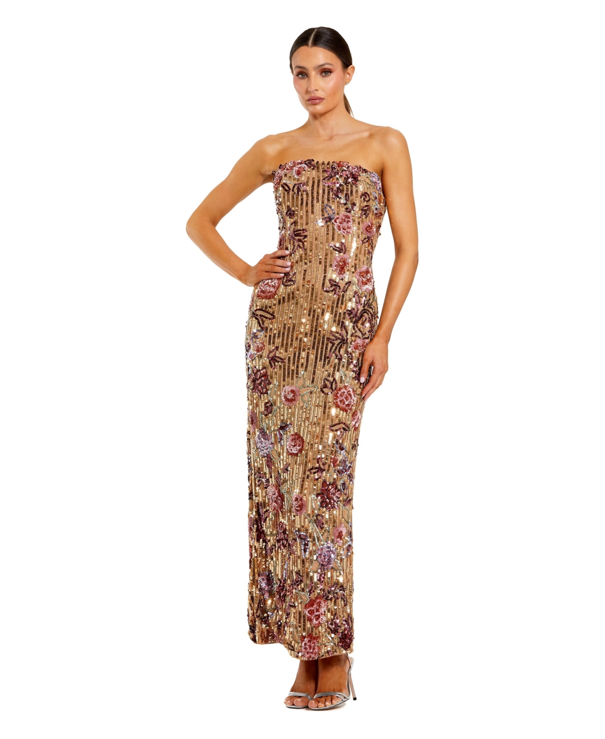 Click here for Mac Duggal Petite Floral Embellished Strapless Col... prices