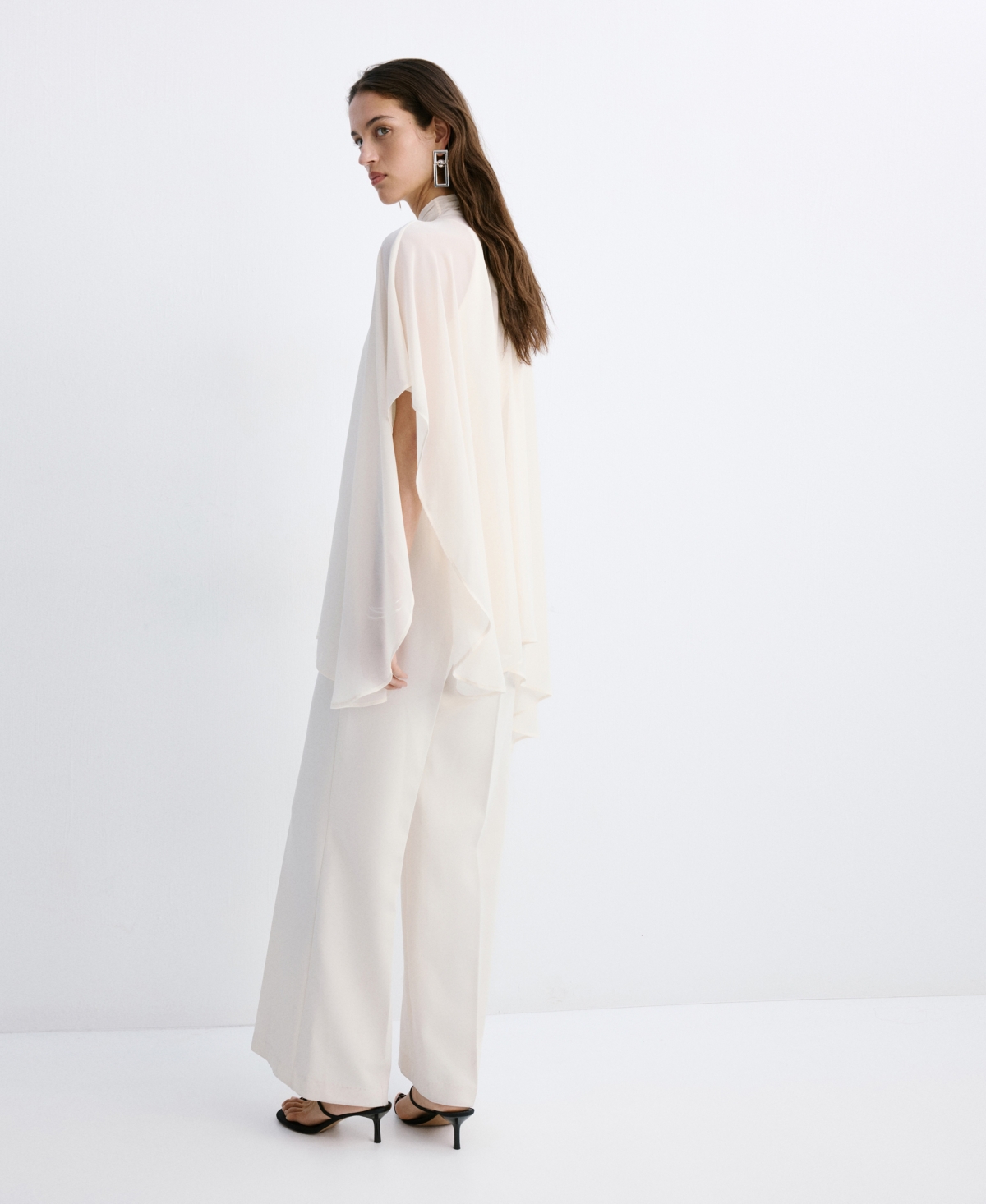 Click here for Mango Womens Asymmetrical High-Neck Cape - Ecru prices
