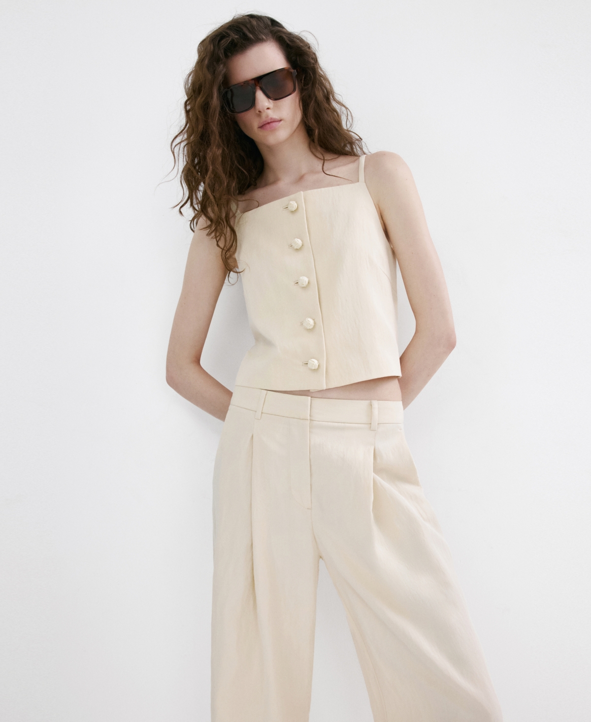 Click here for Mango Womens Mid-Rise Lyocell Pants - Light Pastel... prices